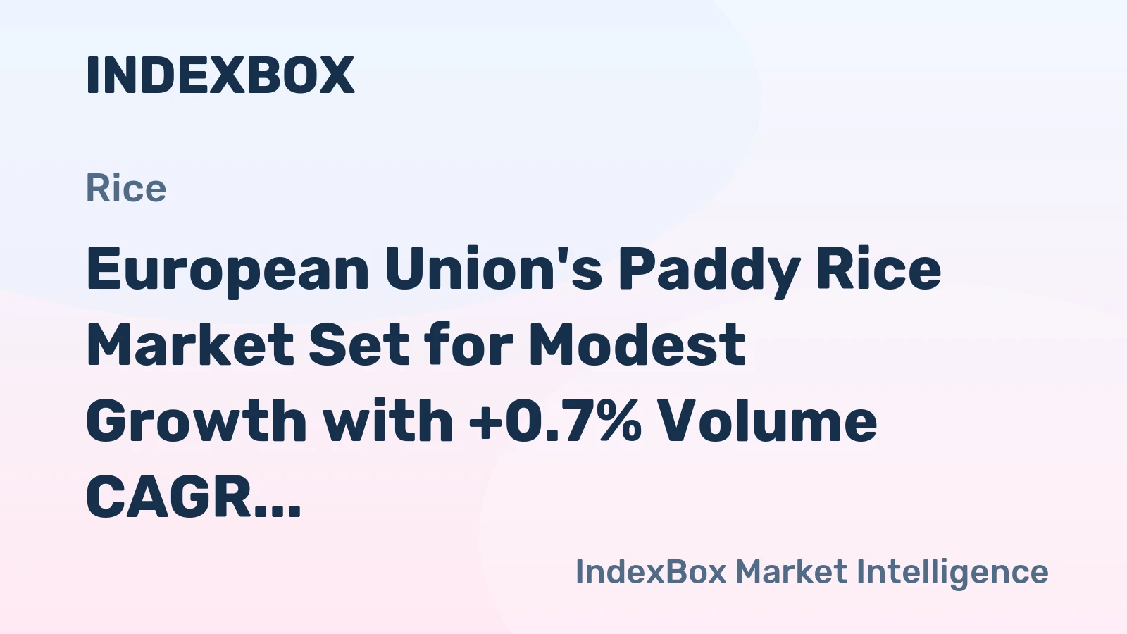 European Union's Paddy Rice Market Set for Modest Growth with +0.7% Volume CAGR