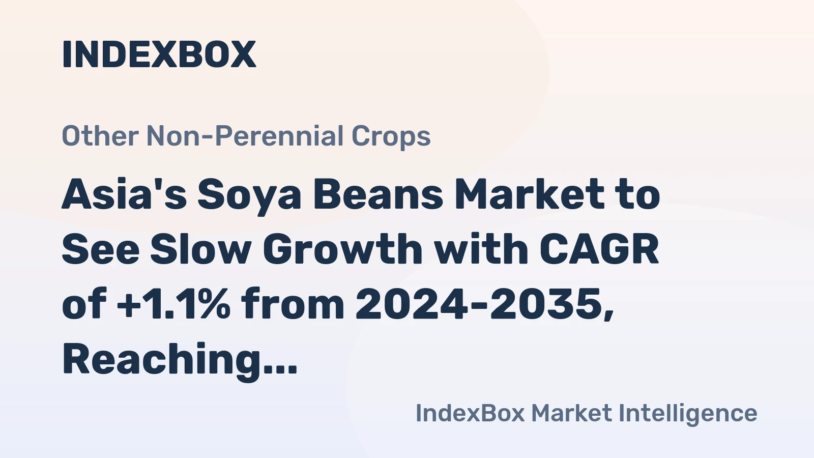 Asia's Soya Beans Market to See Slow Growth with CAGR of +1.1% from 2024-2035, Reaching 192M Tons