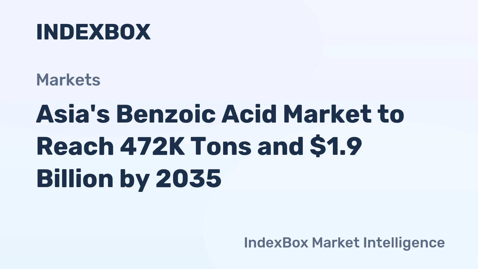 Asia's Benzoic Acid Market to Reach 472K Tons and $1.9 Billion by 2035
