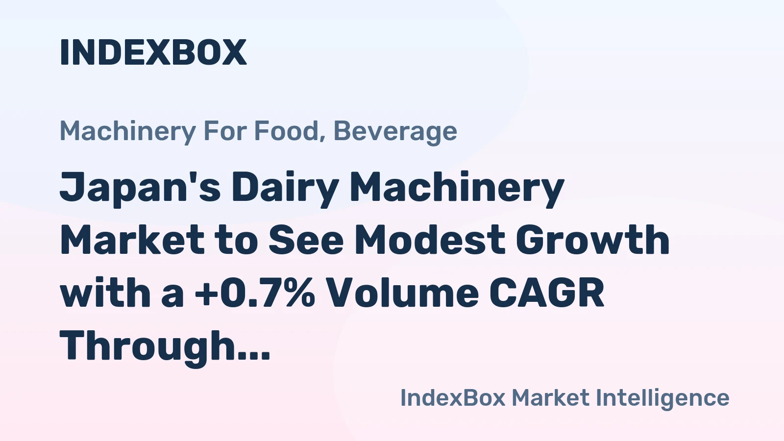 Japan's Dairy Machinery Market to See Modest Growth with a +0.7% Volume CAGR Through 2035