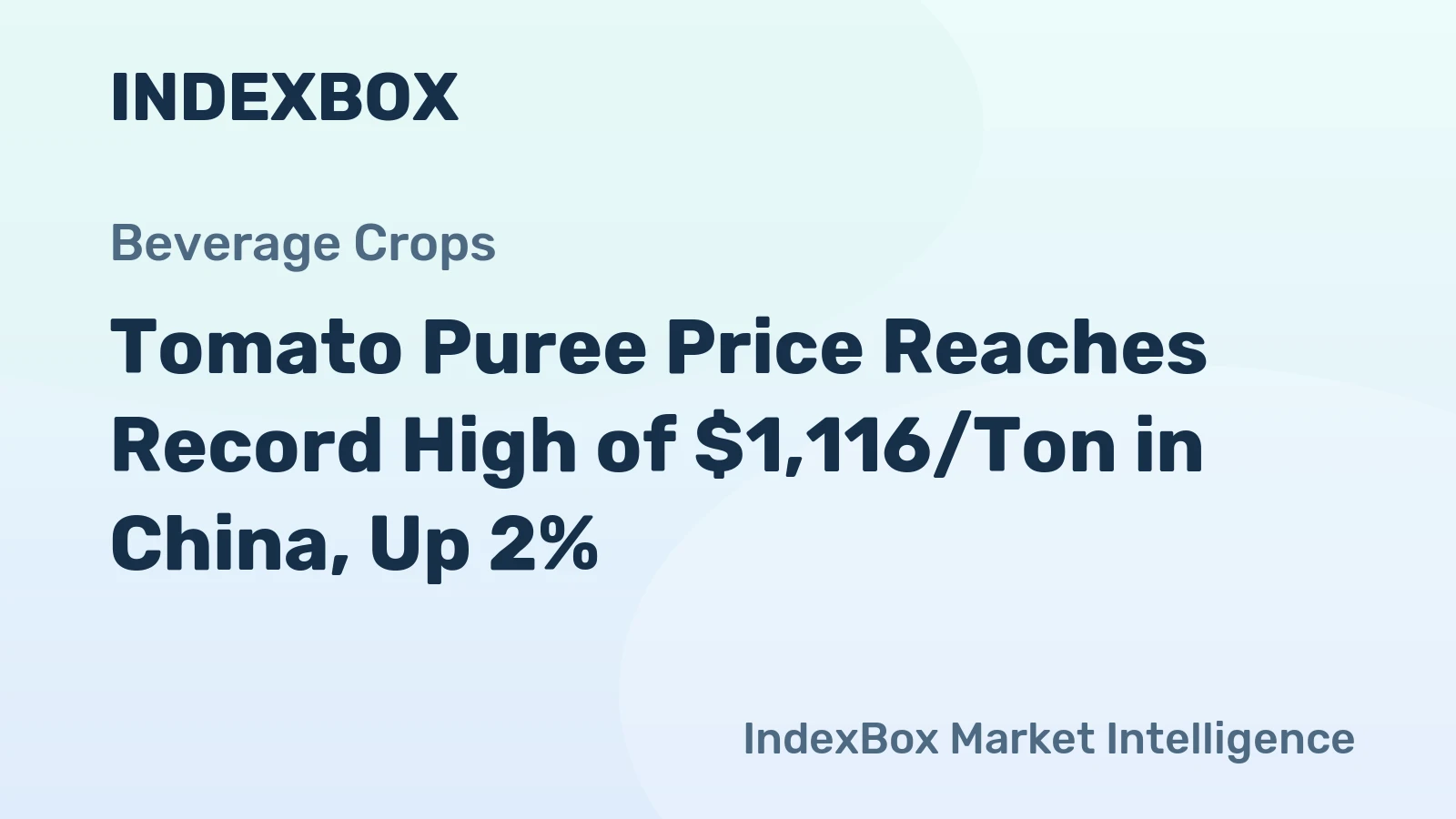 Tomato Puree Price Reaches Record High of $1,116/Ton in China, Up 2%