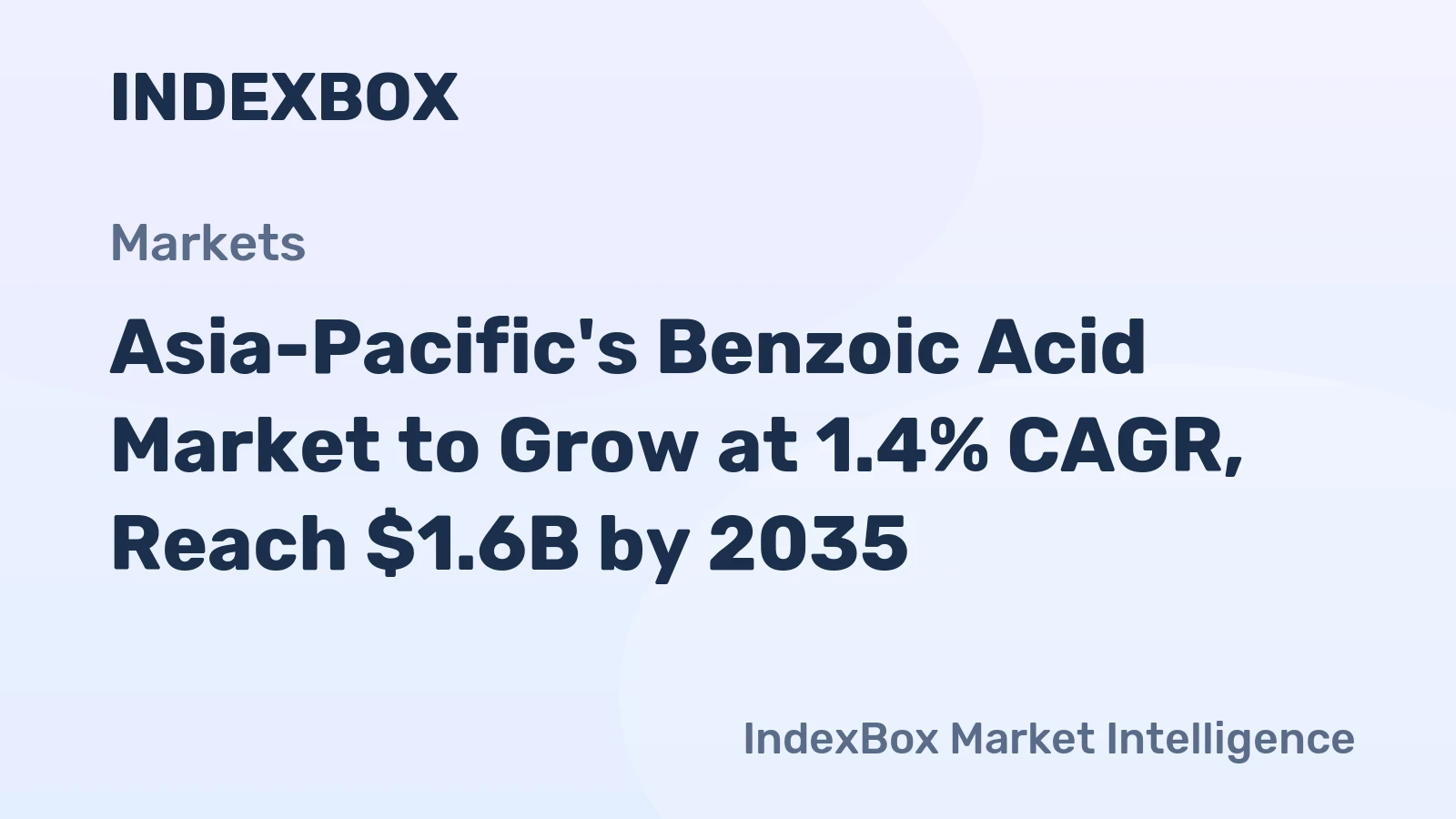 Asia-Pacific's Benzoic Acid Market to Grow at 1.4% CAGR, Reach $1.6B by 2035