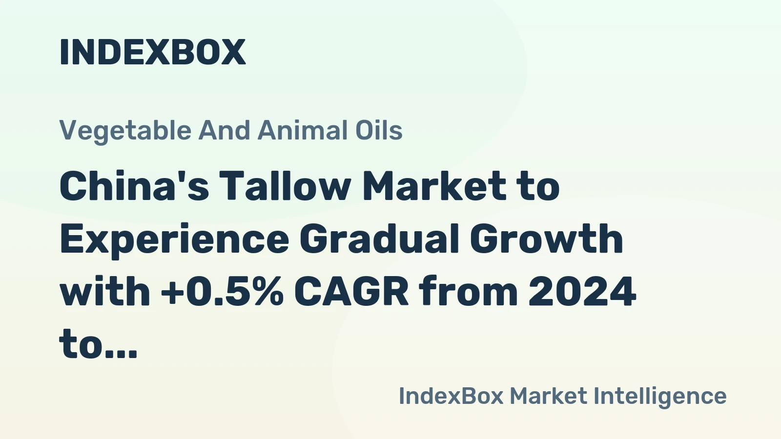 China's Tallow Market to Experience Gradual Growth with +0.5% CAGR from 2024 to 2035