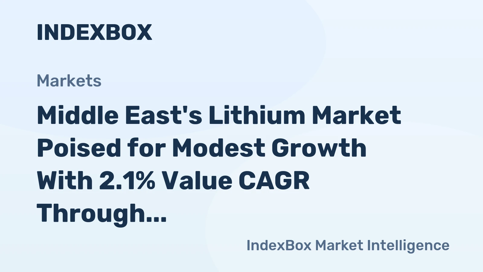 Middle East's Lithium Market Poised for Modest Growth With 2.1% Value CAGR Through 2035