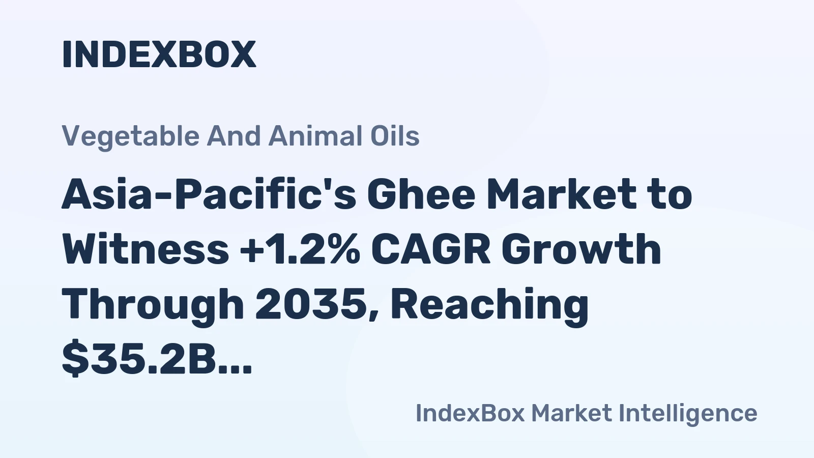 Asia-Pacific's Ghee Market to Witness +1.2% CAGR Growth Through 2035, Reaching $35.2B
