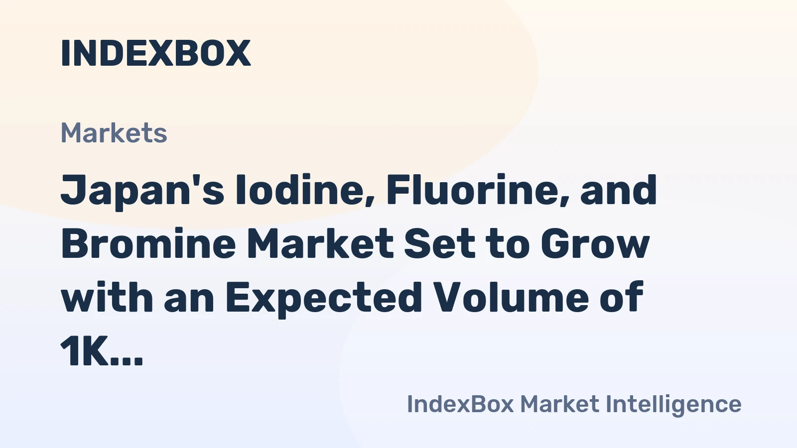 Japan's Iodine, Fluorine, and Bromine Market Set to Grow with an Expected Volume of 1K Tons and Value of $24M by 2035