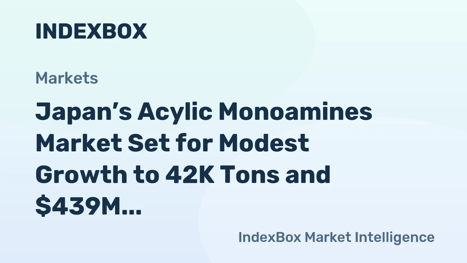 Japan’s Acylic Monoamines Market Set for Modest Growth to 42K Tons and $439M
