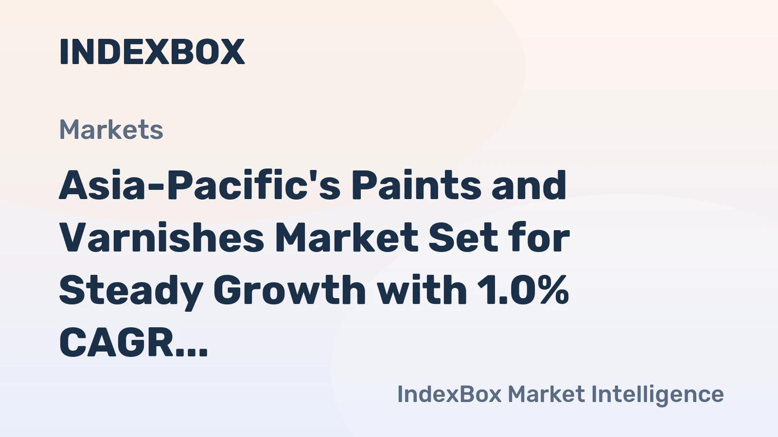 Asia-Pacific's Paints and Varnishes Market Set for Steady Growth with 1.0% CAGR in Value Through 2035