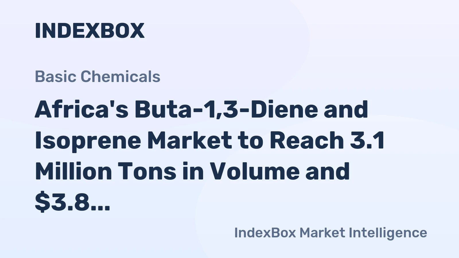 Africa's Buta-1,3-Diene and Isoprene Market to Reach 3.1 Million Tons in Volume and $3.8 Billion in Value