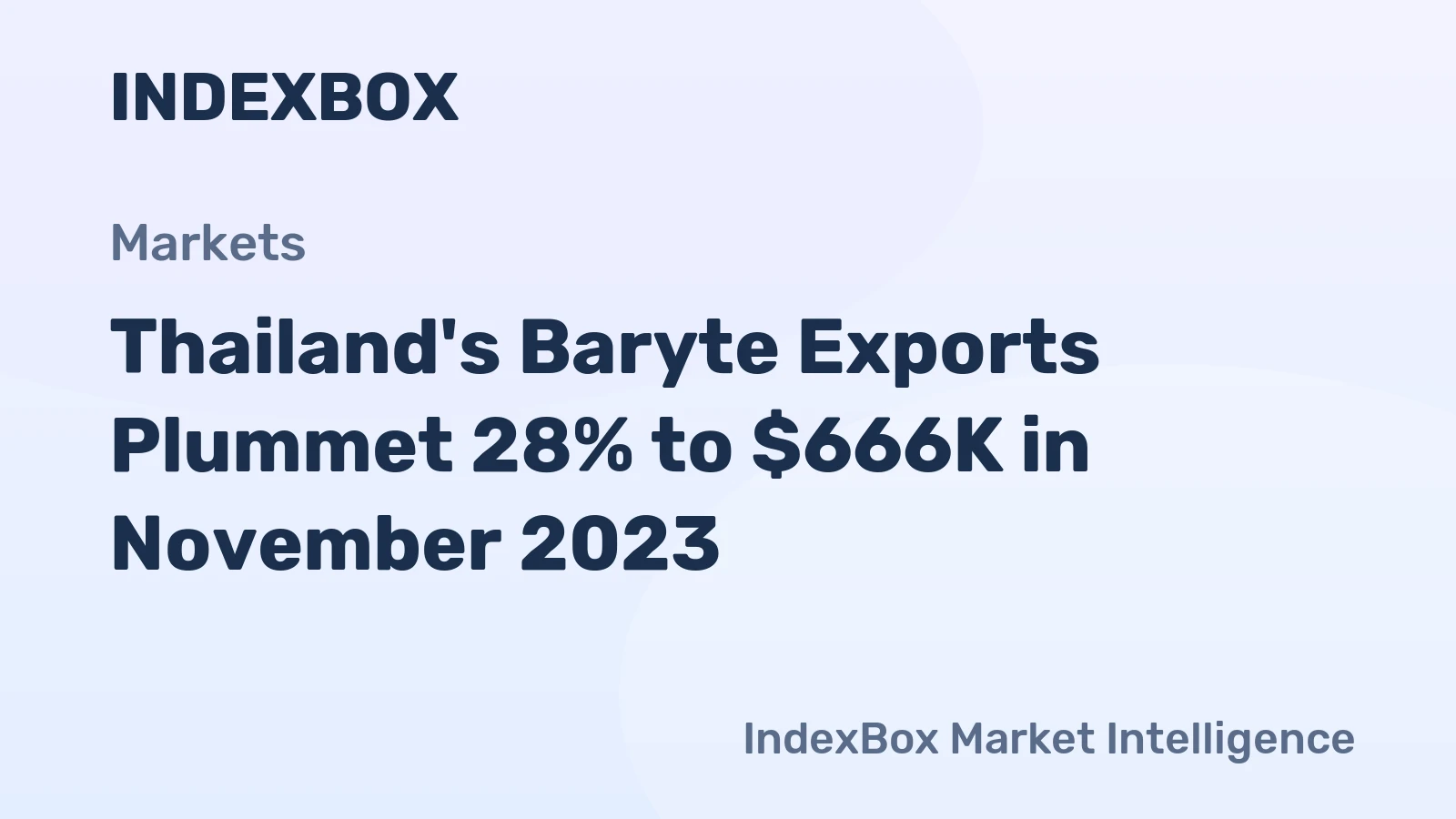 Thailand's Baryte Exports Plummet 28% to $666K in November 2023