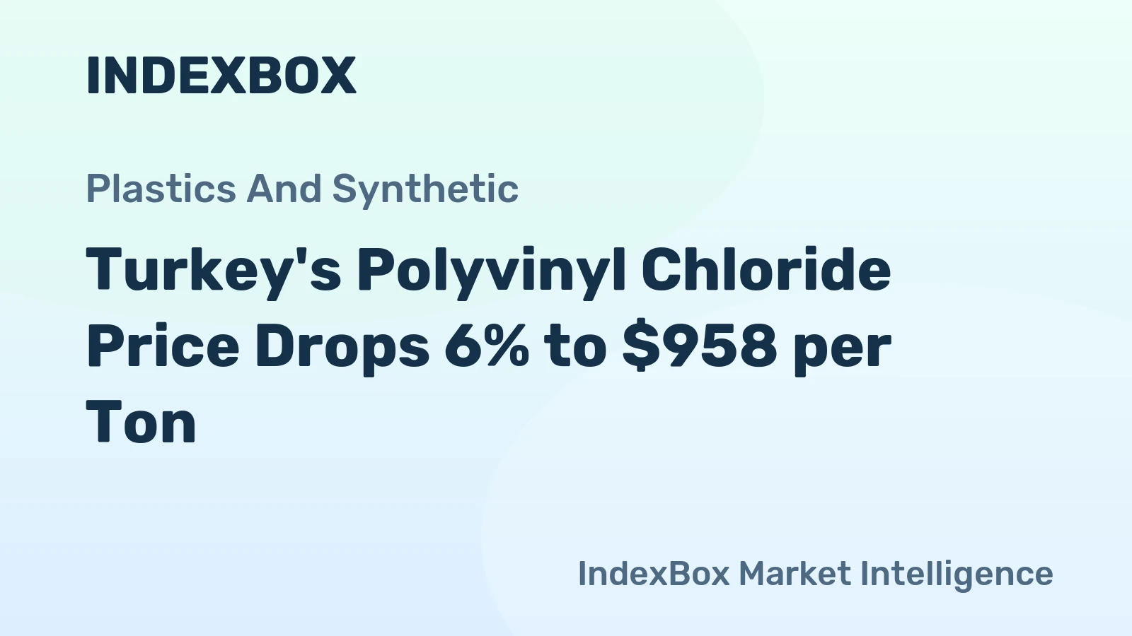 Turkey's Polyvinyl Chloride Price Drops 6% to $958 per Ton