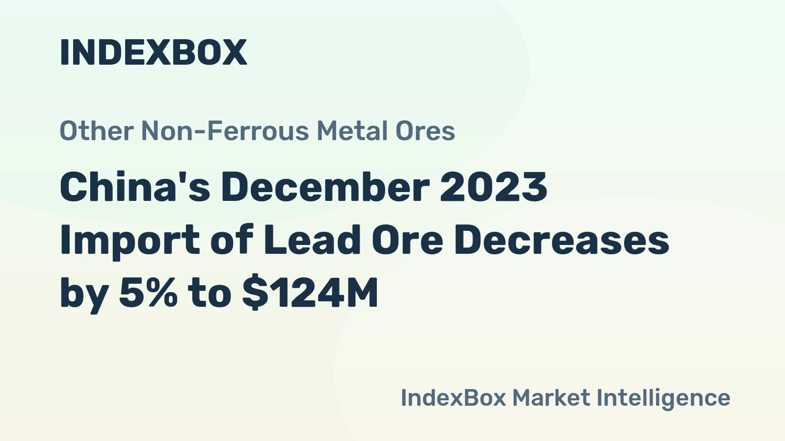 China's December 2023 Import of Lead Ore Decreases by 5% to $124M