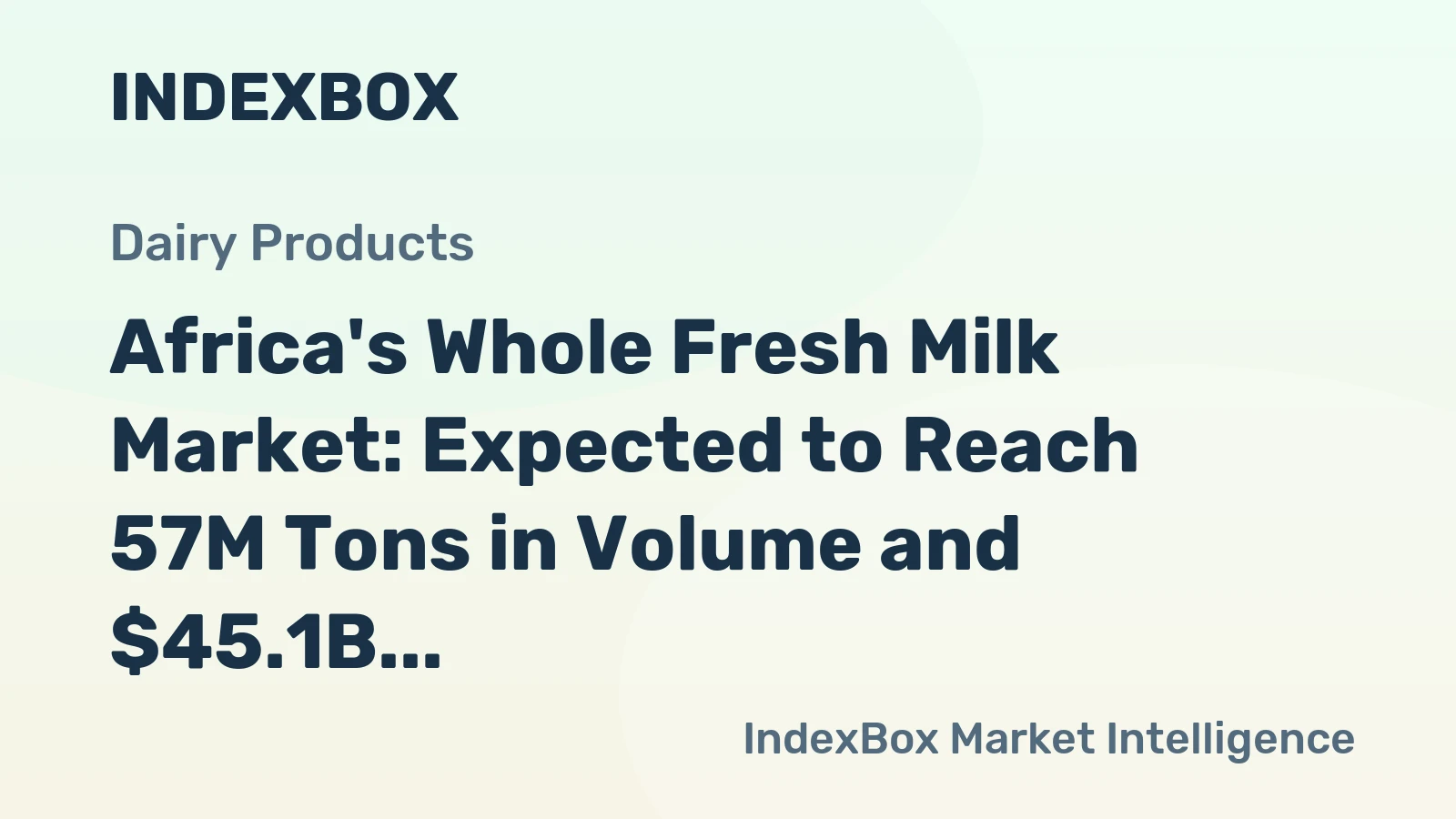 Africa's Whole Fresh Milk Market: Expected to Reach 57M Tons in Volume and $45.1B in Value by 2035