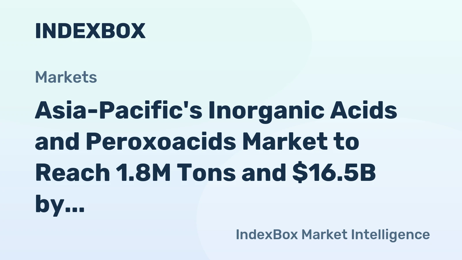 Asia-Pacific's Inorganic Acids and Peroxoacids Market to Reach 1.8M Tons and $16.5B by 2035
