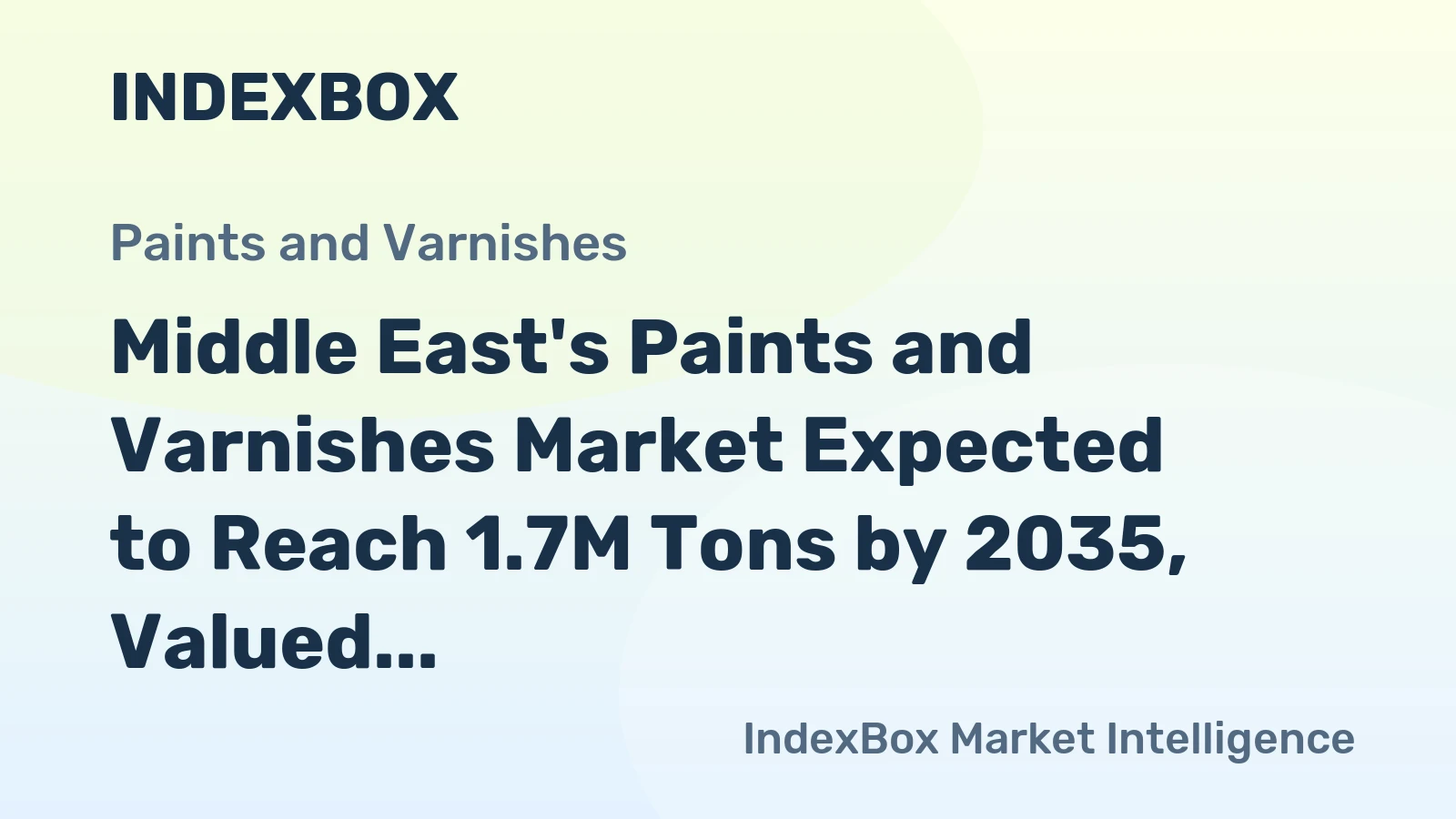 Middle East's Paints and Varnishes Market Expected to Reach 1.7M Tons by 2035, Valued at $10.1B