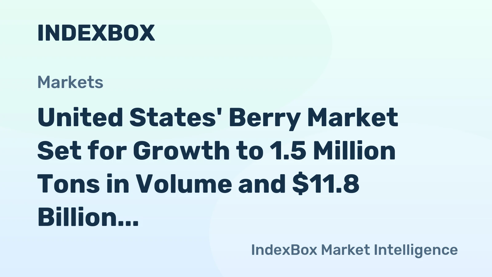 United States' Berry Market Set for Growth to 1.5 Million Tons in Volume and $11.8 Billion in Value
