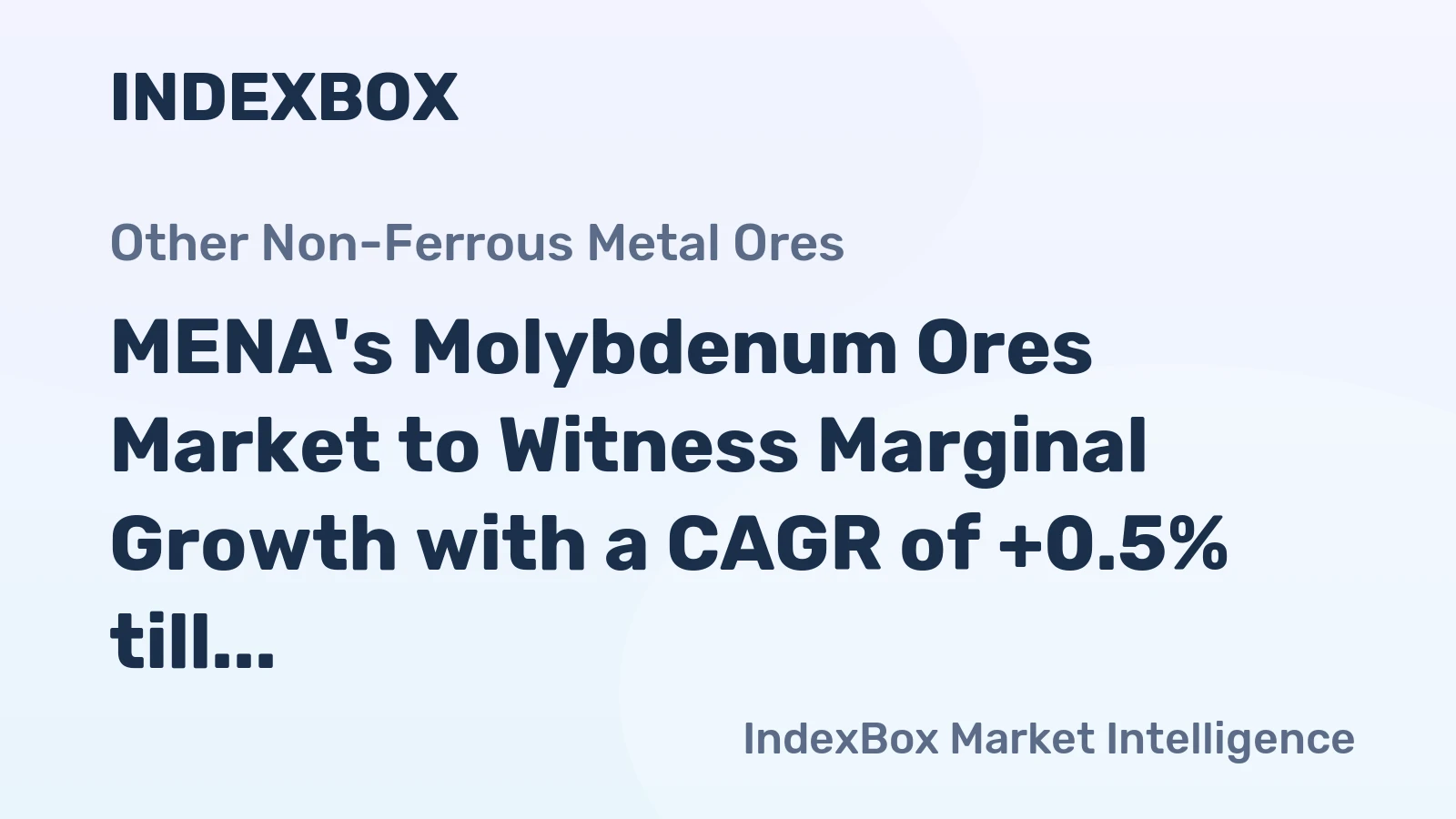 MENA's Molybdenum Ores Market to Witness Marginal Growth with a CAGR of +0.5% till 2035