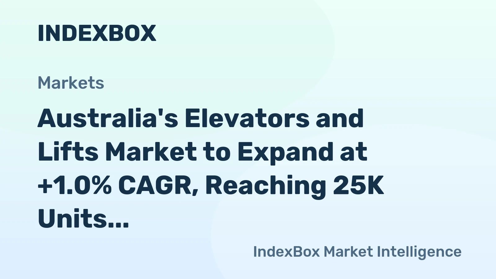 Australia's Elevators and Lifts Market to Expand at +1.0% CAGR, Reaching 25K Units by 2035