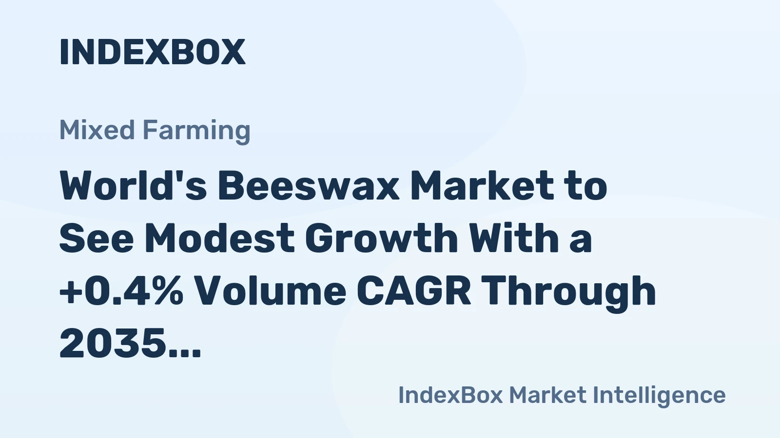 World's Beeswax Market to See Modest Growth With a +0.4% Volume CAGR Through 2035