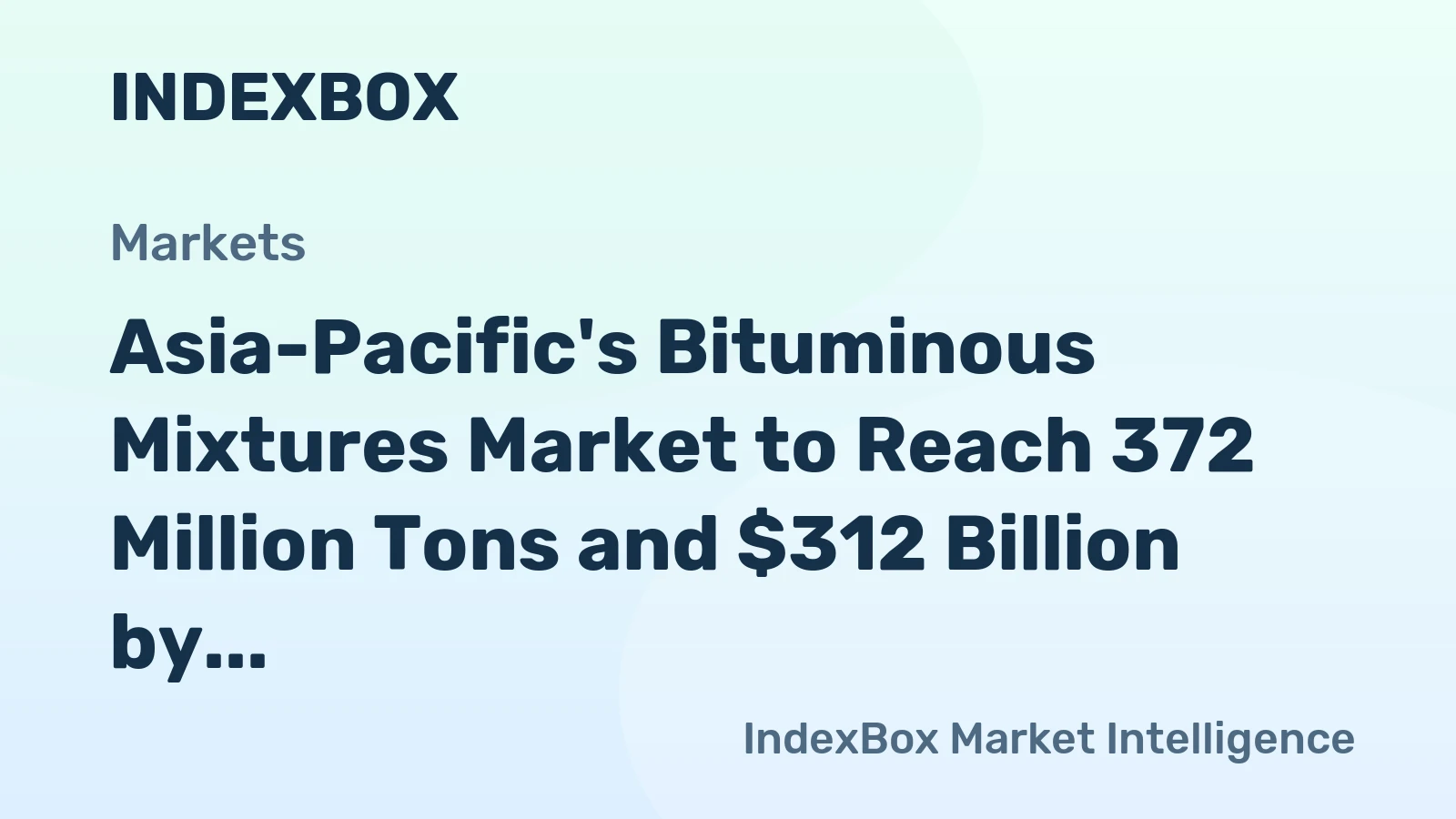 Asia-Pacific's Bituminous Mixtures Market to Reach 372 Million Tons and $312 Billion by 2035