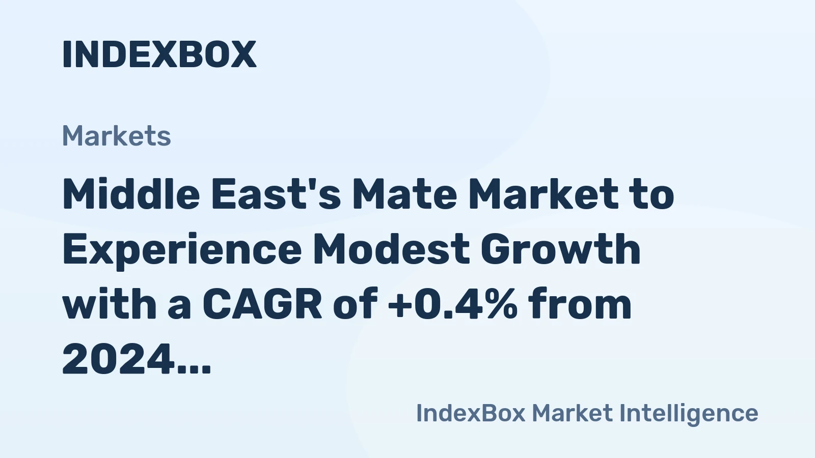 Middle East's Mate Market to Experience Modest Growth with a CAGR of +0.4% from 2024 to 2035