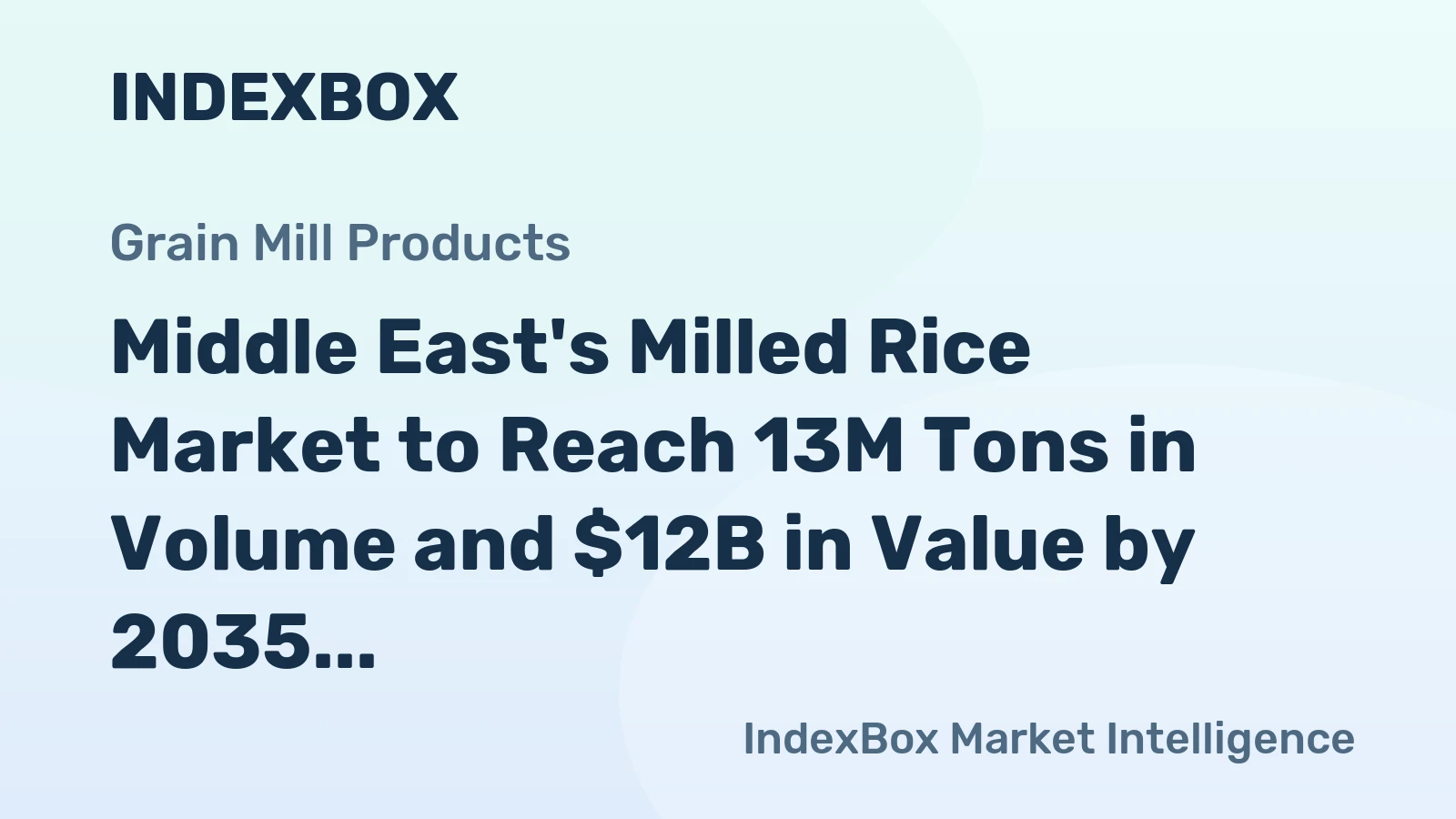 Middle East's Milled Rice Market to Reach 13M Tons in Volume and $12B in Value by 2035