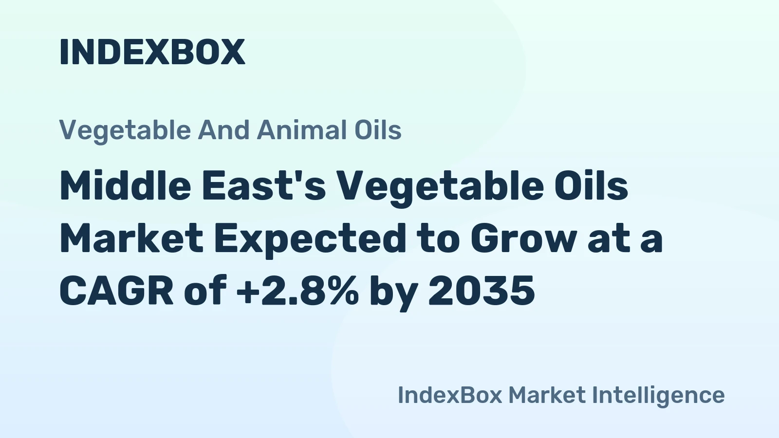Middle East's Vegetable Oils Market Expected to Grow at a CAGR of +2.8% by 2035