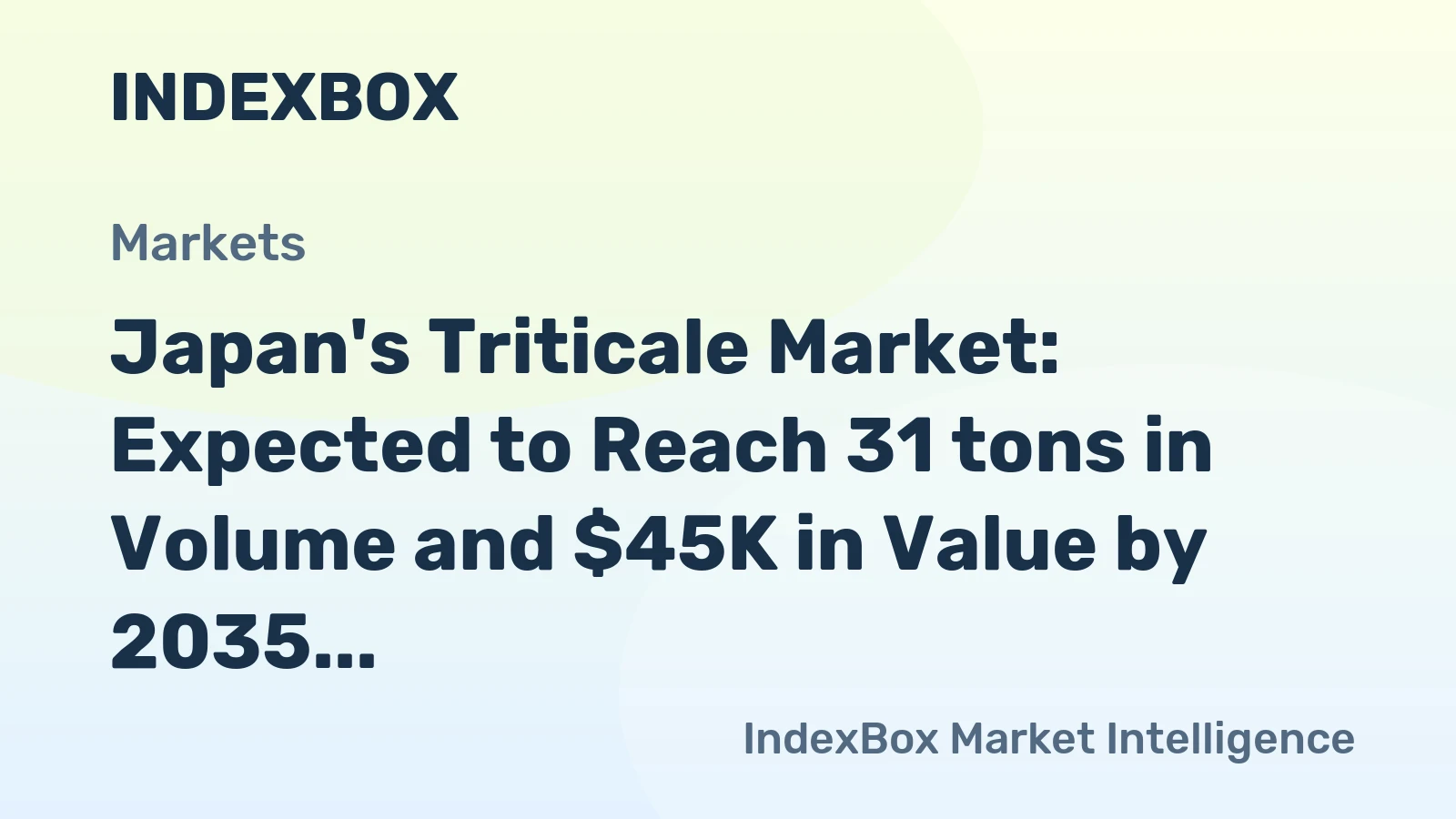 Japan's Triticale Market: Expected to Reach 31 tons in Volume and $45K in Value by 2035