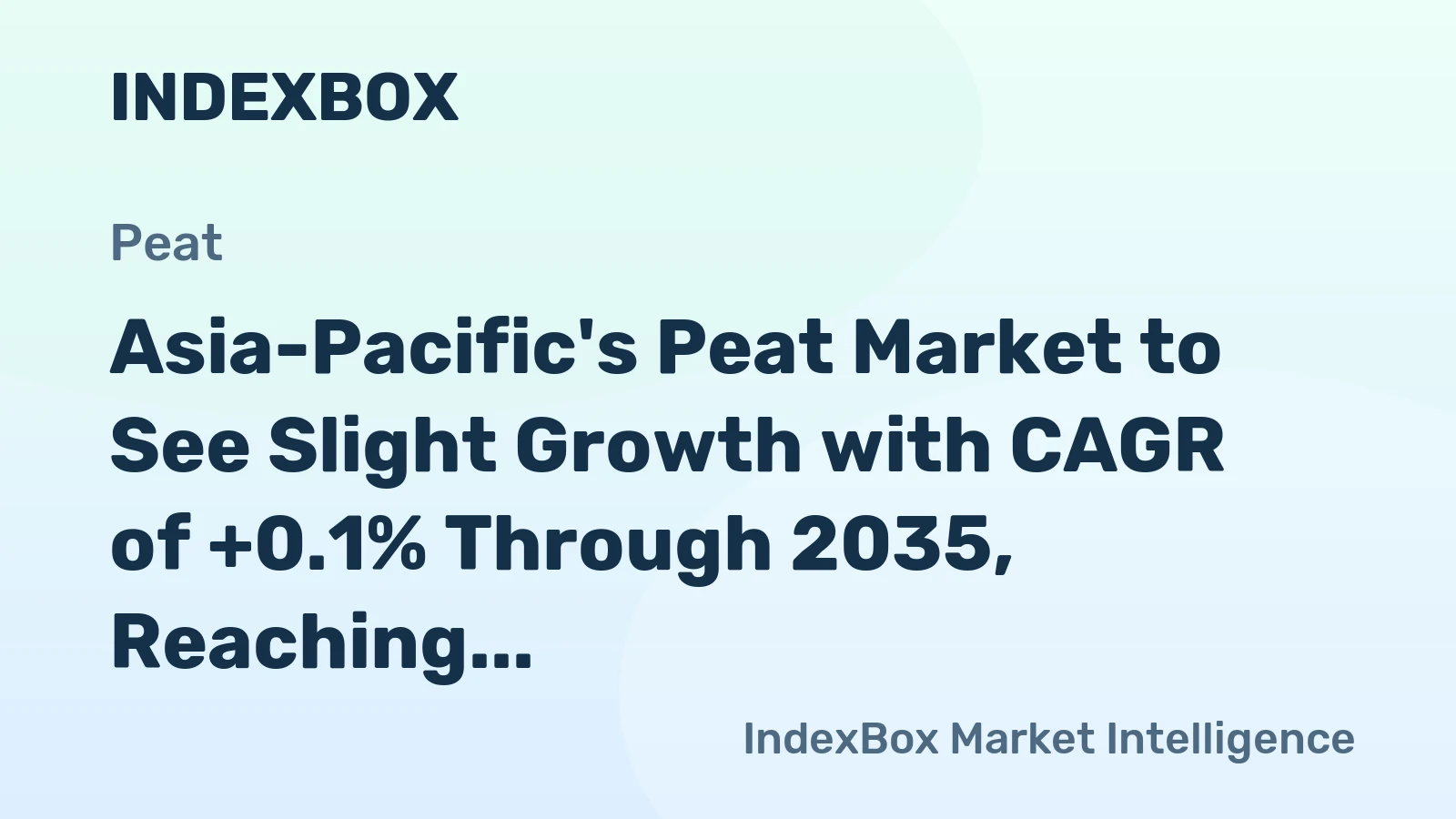 Asia-Pacific's Peat Market to See Slight Growth with CAGR of +0.1% Through 2035, Reaching $1.5B
