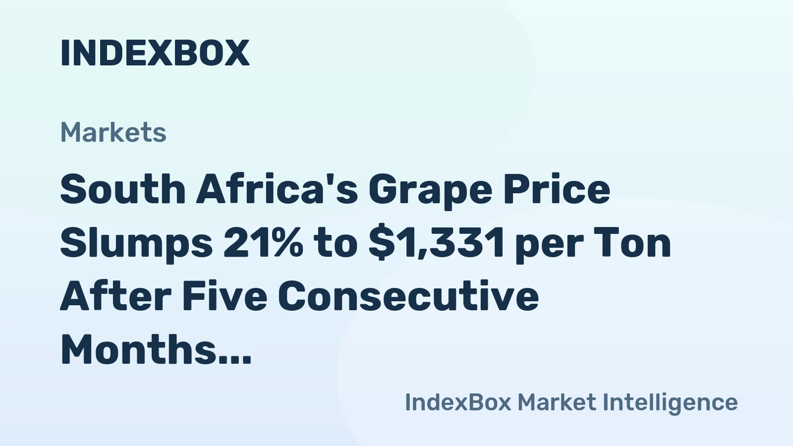 South Africa's Grape Price Slumps 21% to $1,331 per Ton After Five Consecutive Months of Decline