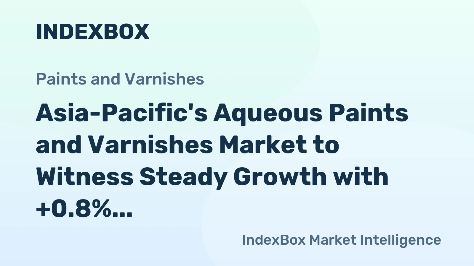 Asia-Pacific's Aqueous Paints and Varnishes Market to Witness Steady Growth with +0.8% CAGR