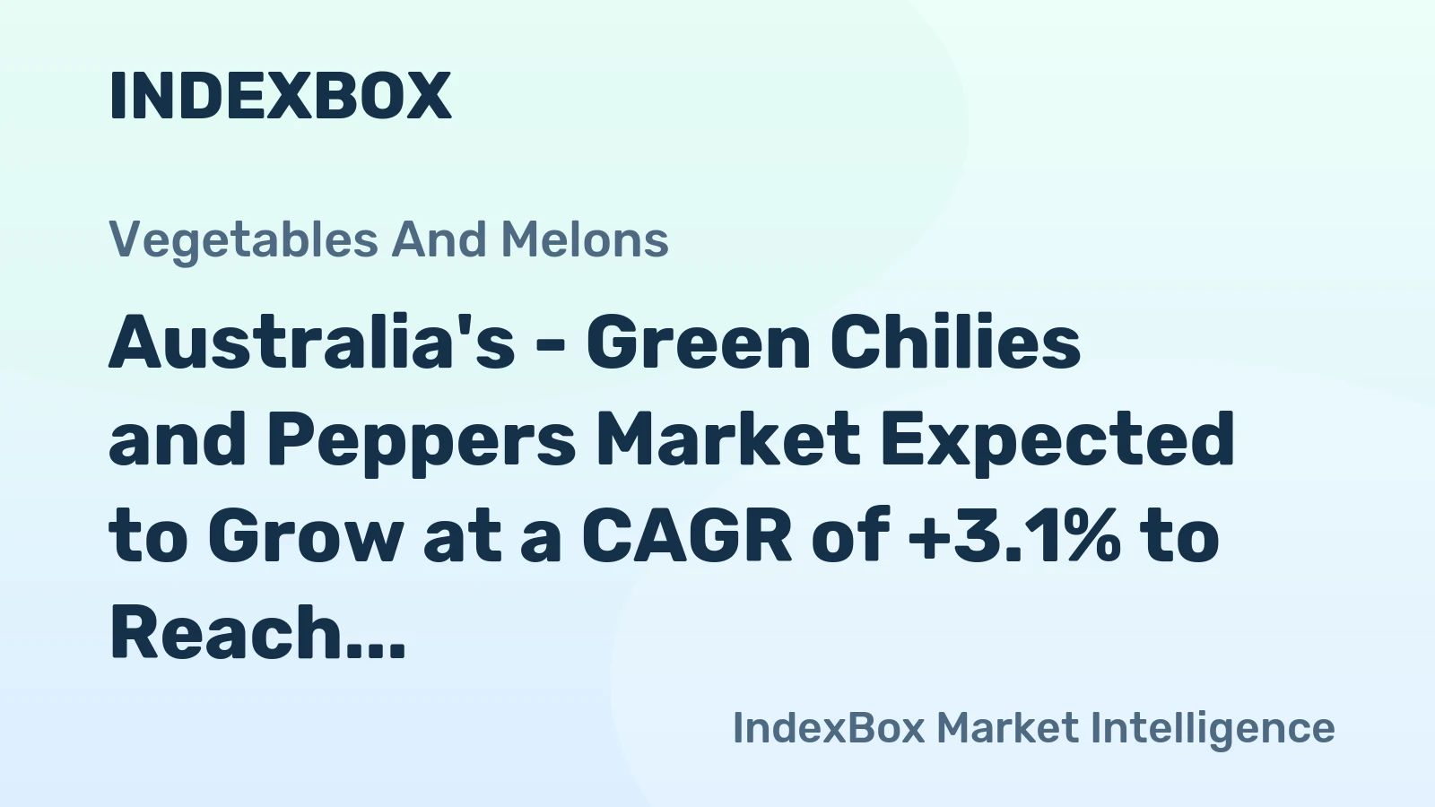 Australia's - Green Chilies and Peppers Market Expected to Grow at a CAGR of +3.1% to Reach $309M by 2035