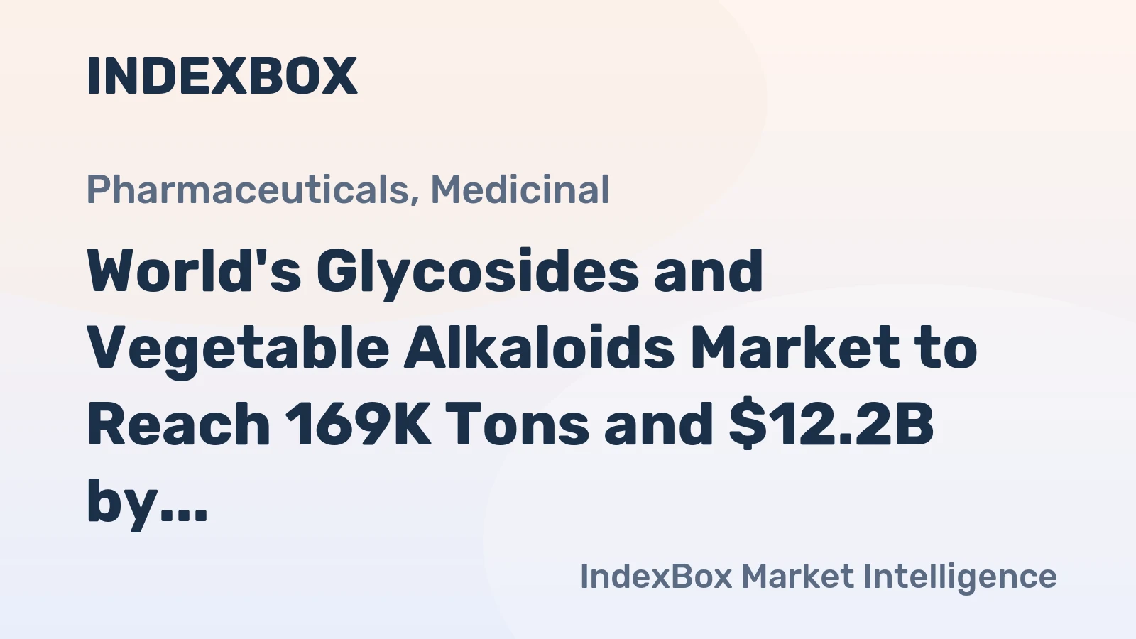World's Glycosides and Vegetable Alkaloids Market to Reach 169K Tons and $12.2B by 2035