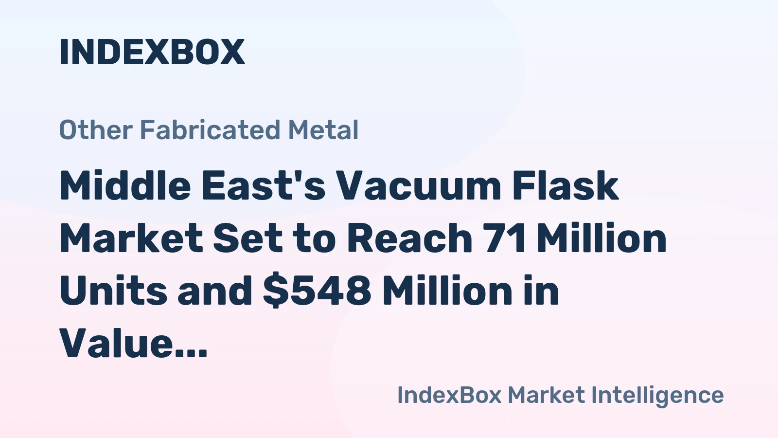 Middle East's Vacuum Flask Market Set to Reach 71 Million Units and $548 Million in Value