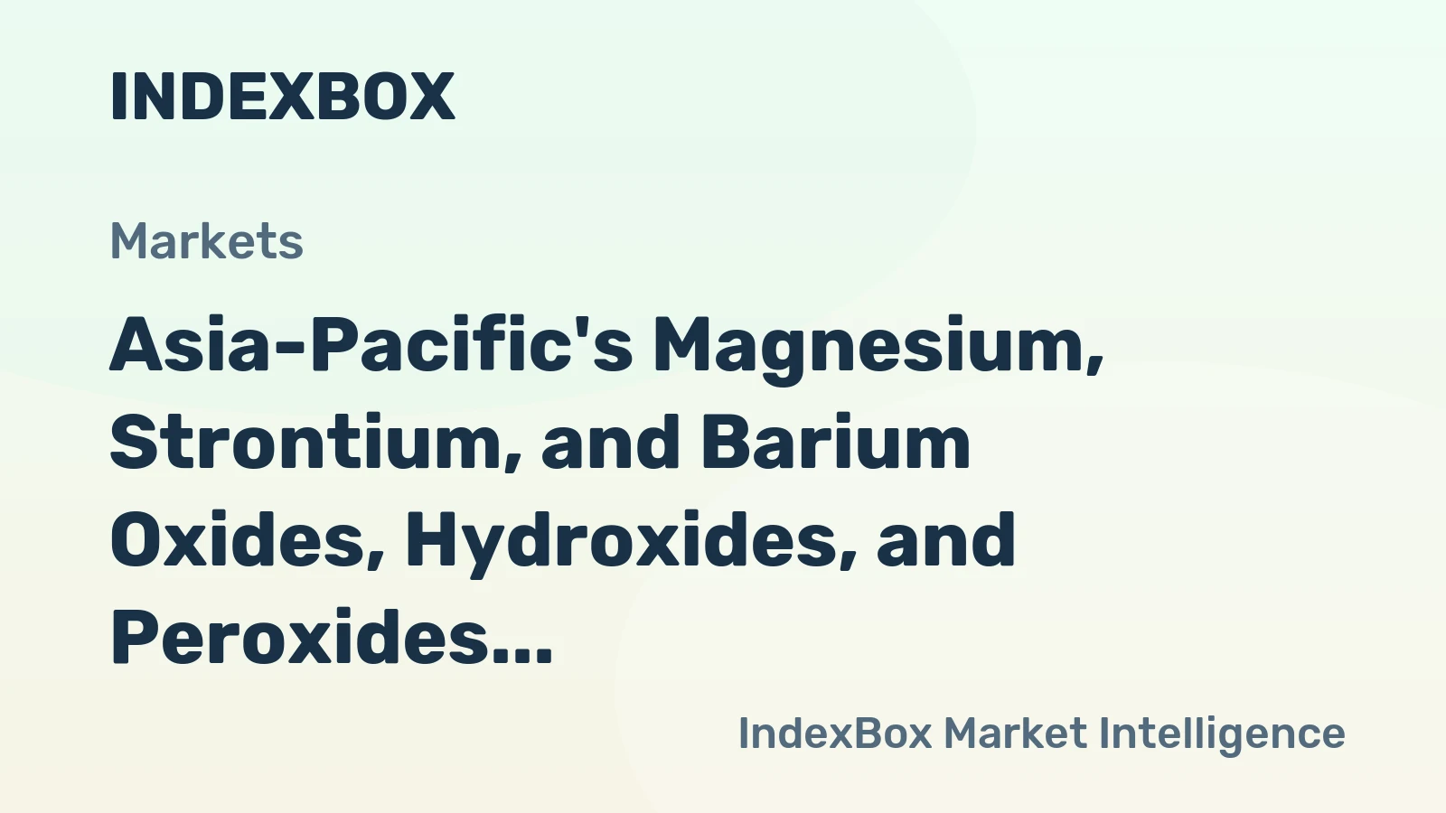 Asia-Pacific's Magnesium, Strontium, and Barium Oxides, Hydroxides, and Peroxides Market to See Steady Growth, Reaching 97K Tons and $158M by 2035