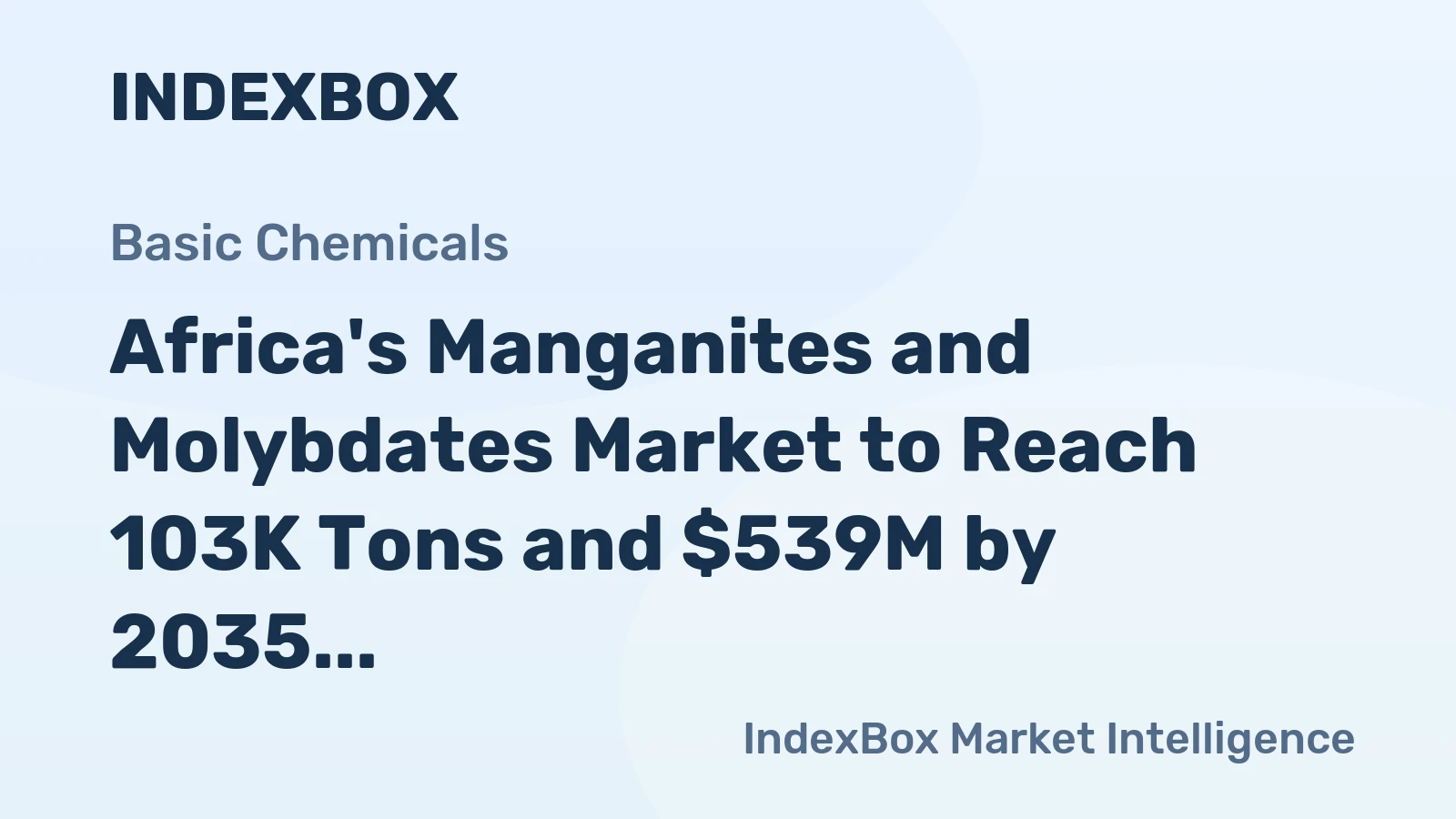 Africa's Manganites and Molybdates Market to Reach 103K Tons and $539M by 2035