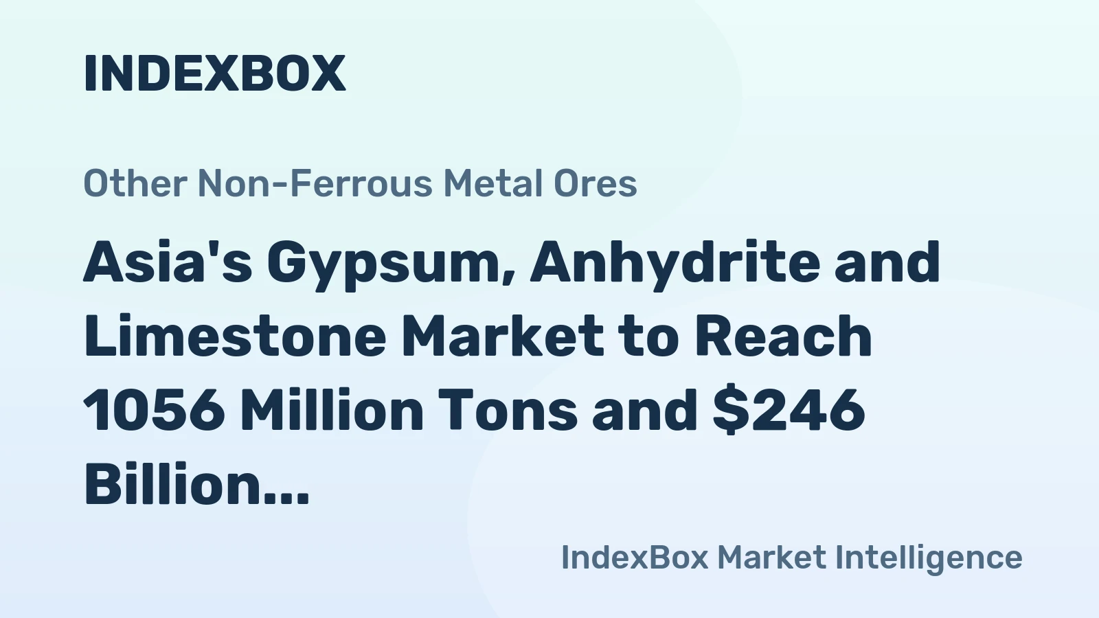 Asia's Gypsum, Anhydrite and Limestone Market to Reach 1056 Million Tons and $246 Billion by 2035