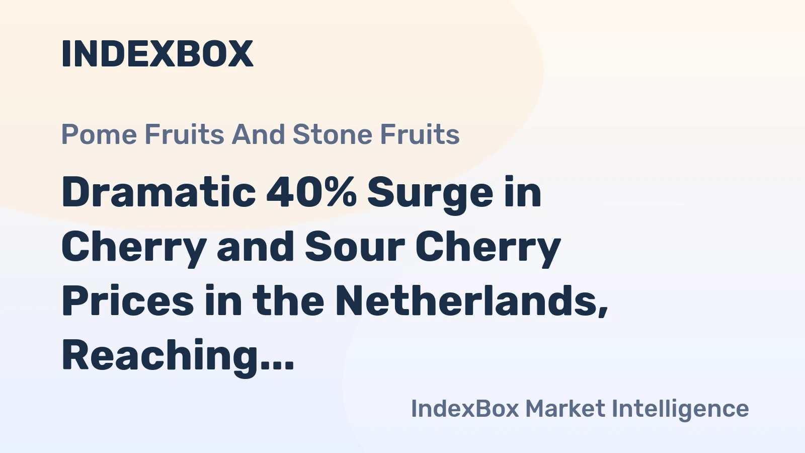 Dramatic 40% Surge in Cherry and Sour Cherry Prices in the Netherlands, Reaching $5,139 per Ton
