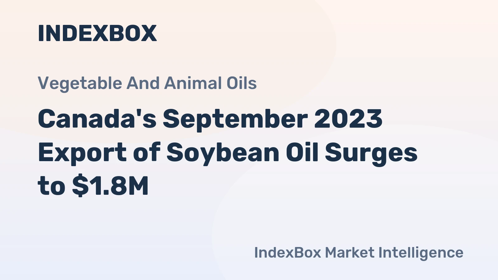 Canada's September 2023 Export of Soybean Oil Surges to $1.8M
