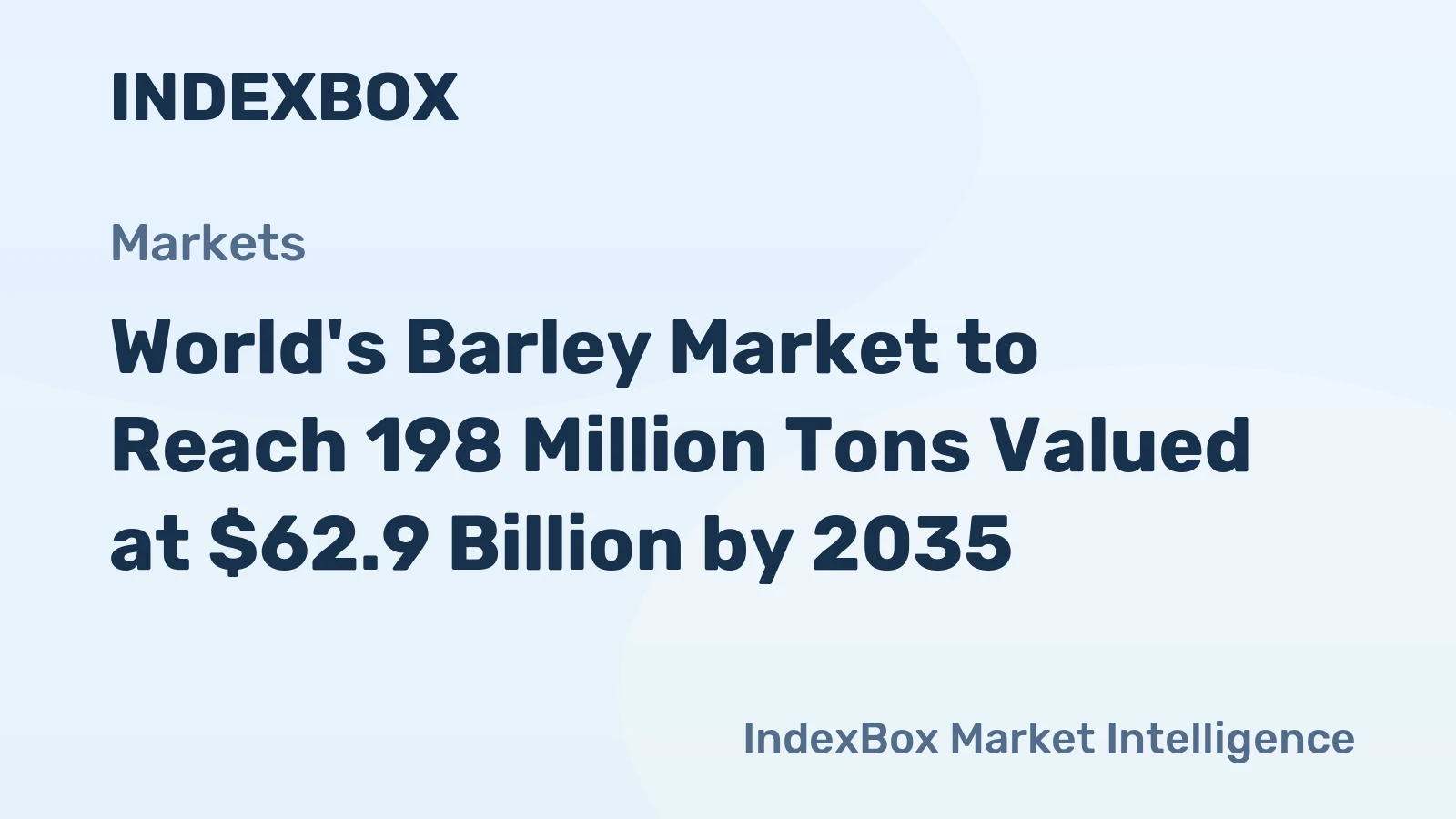 World's Barley Market to Reach 198 Million Tons Valued at $62.9 Billion by 2035