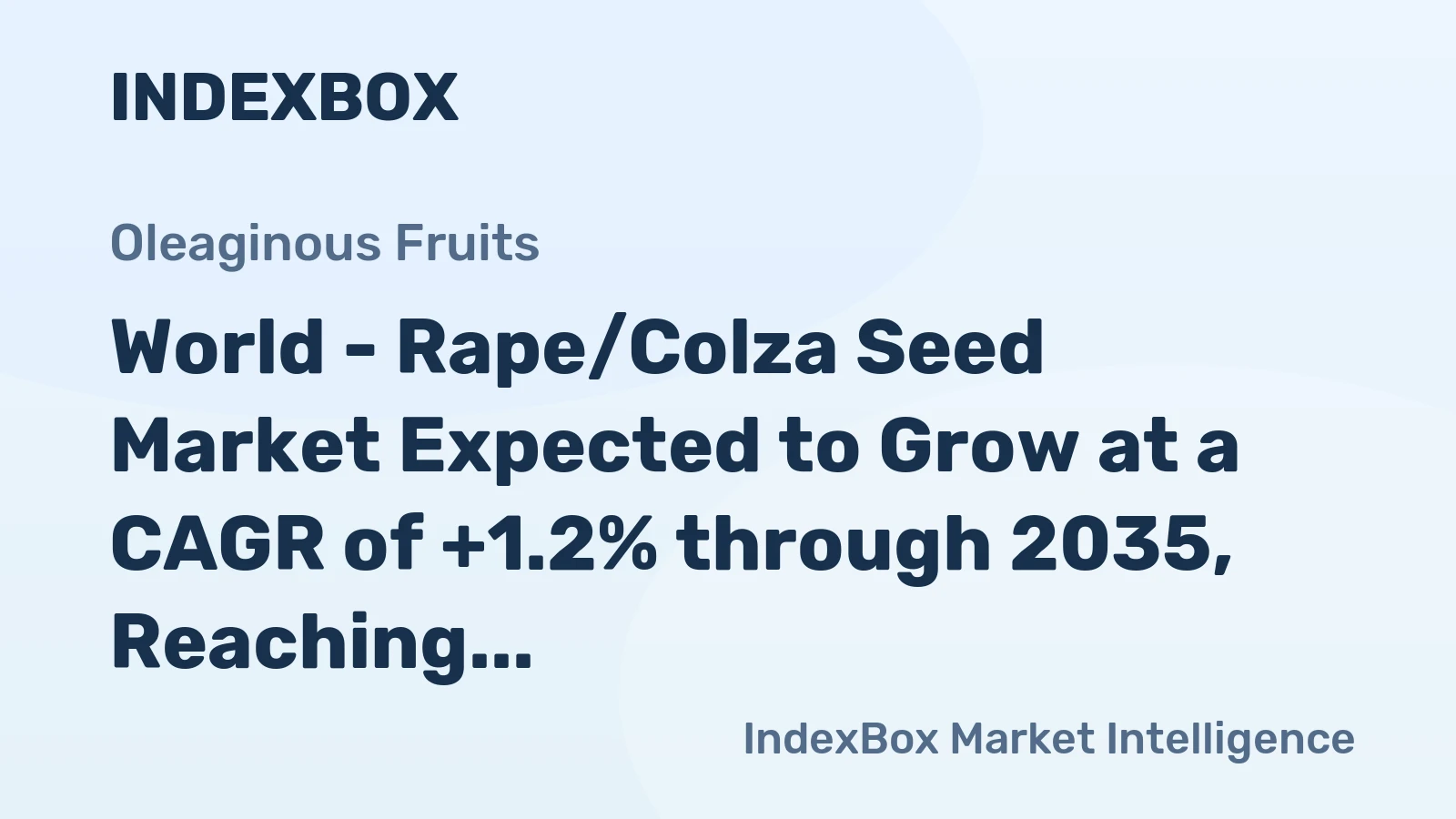 World - Rape/Colza Seed Market Expected to Grow at a CAGR of +1.2% through 2035, Reaching 103M Tons