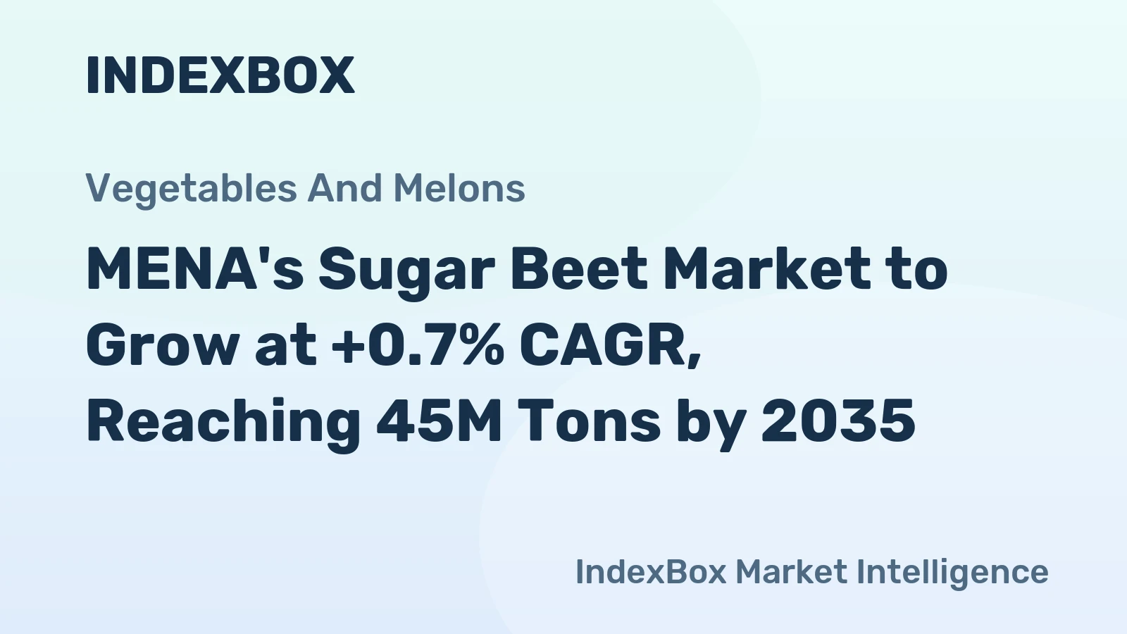 MENA's Sugar Beet Market to Grow at +0.7% CAGR, Reaching 45M Tons by 2035