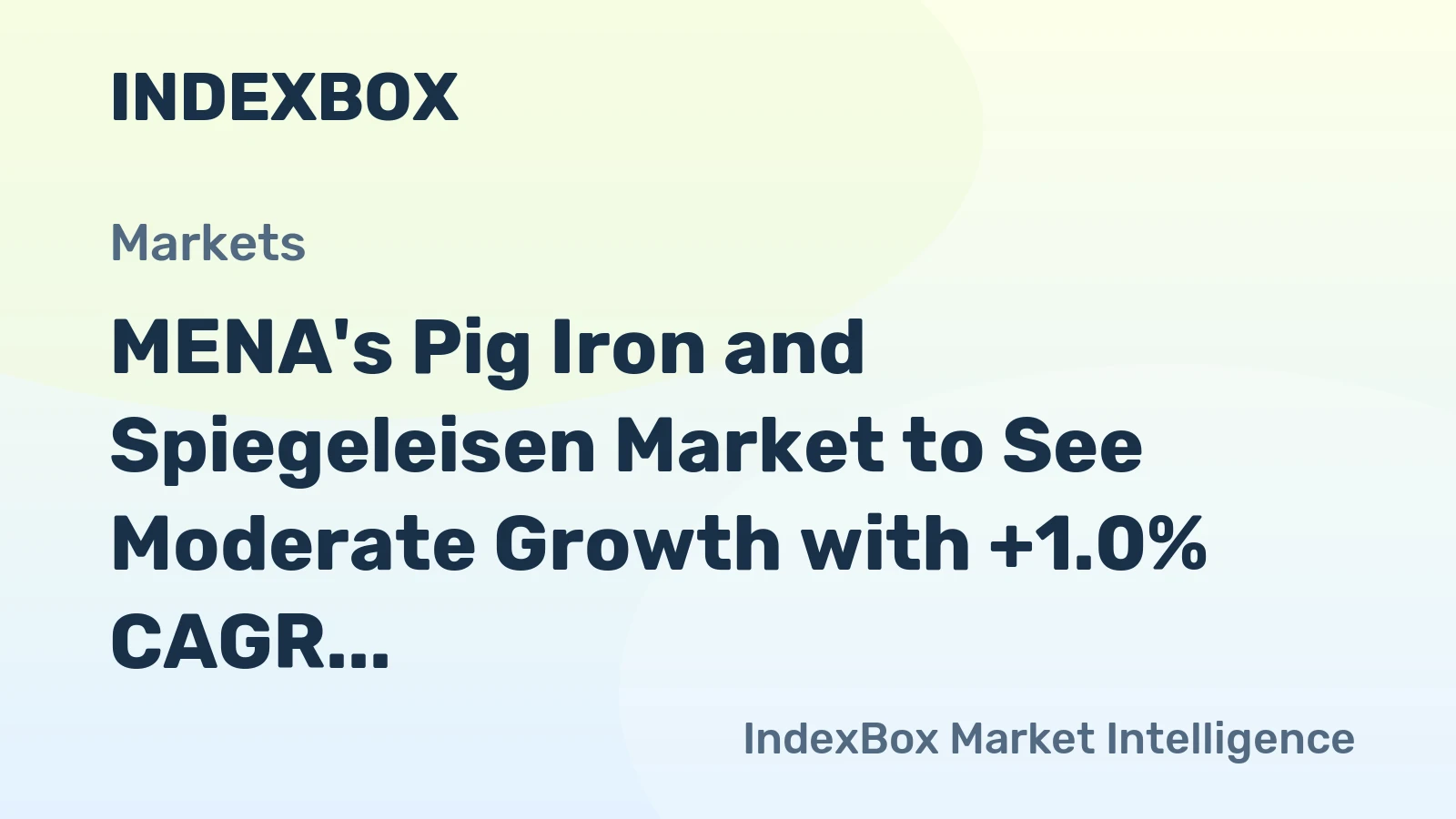 MENA's Pig Iron and Spiegeleisen Market to See Moderate Growth with +1.0% CAGR by 2035