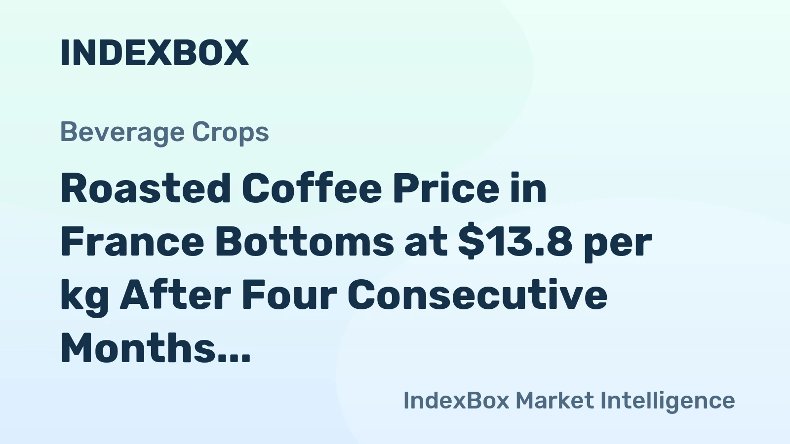 Roasted Coffee Price in France Bottoms at $13.8 per kg After Four Consecutive Months of Contraction