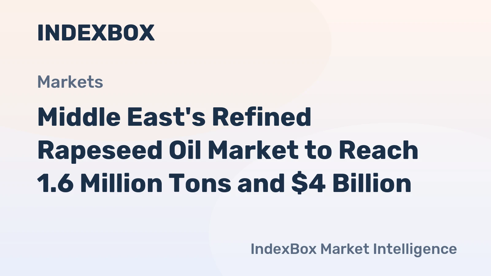 Middle East's Refined Rapeseed Oil Market to Reach 1.6 Million Tons and $4 Billion