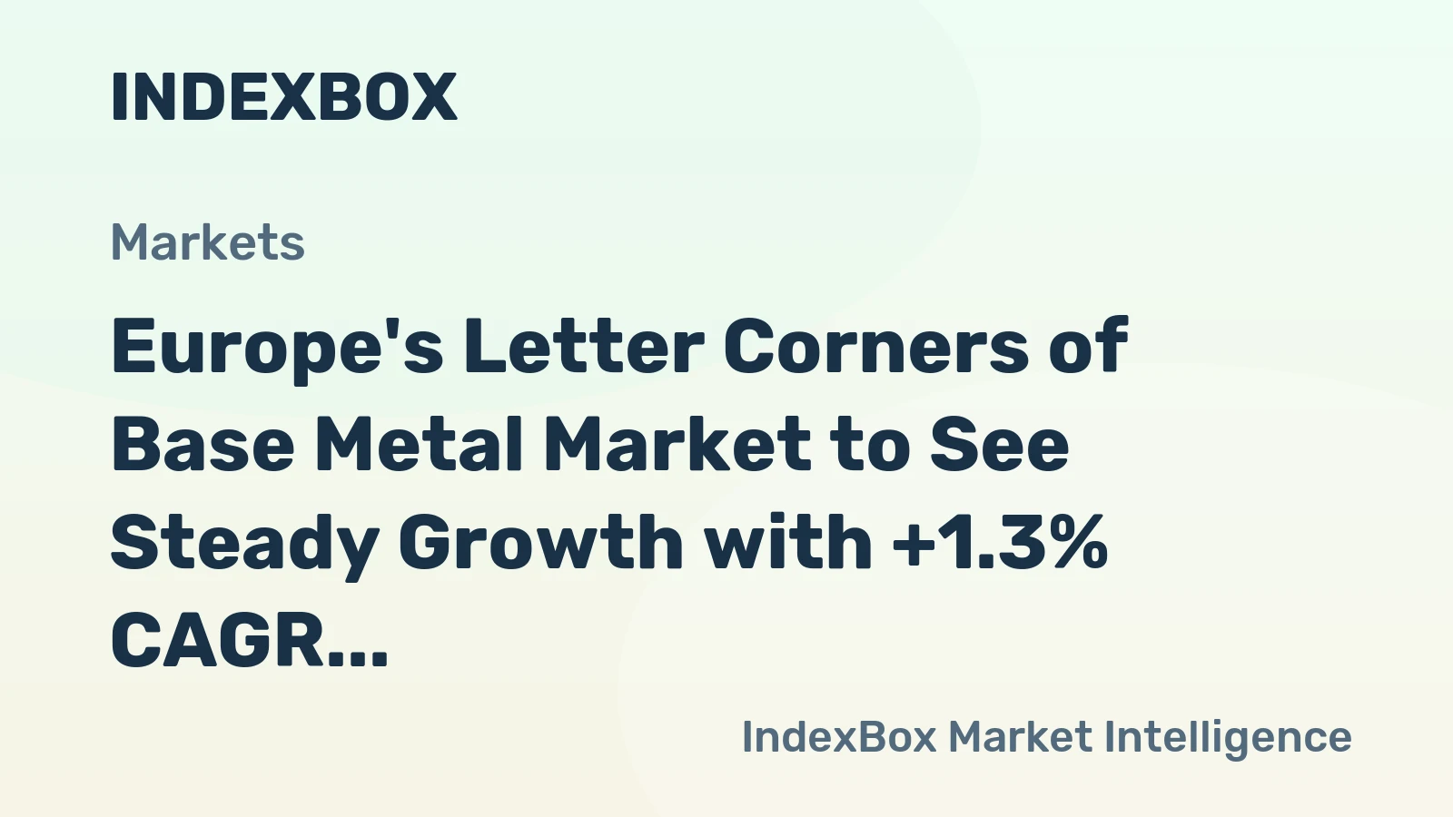 Europe's Letter Corners of Base Metal Market to See Steady Growth with +1.3% CAGR Over Next Decade