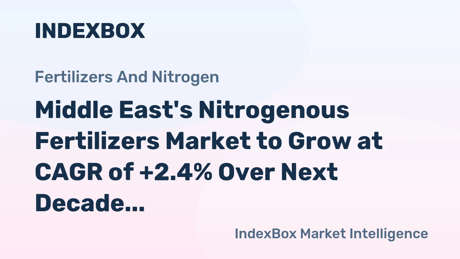 Middle East's Nitrogenous Fertilizers Market to Grow at CAGR of +2.4% Over Next Decade