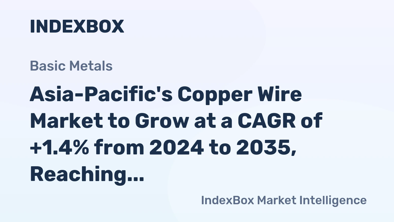 Asia-Pacific's Copper Wire Market to Grow at a CAGR of +1.4% from 2024 to 2035, Reaching 11M Tons