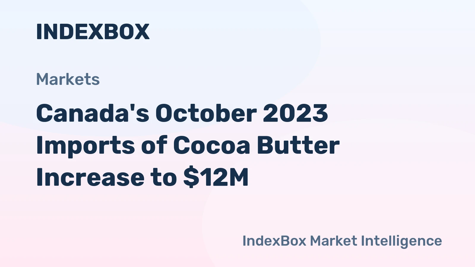 Canada's October 2023 Imports of Cocoa Butter Increase to $12M