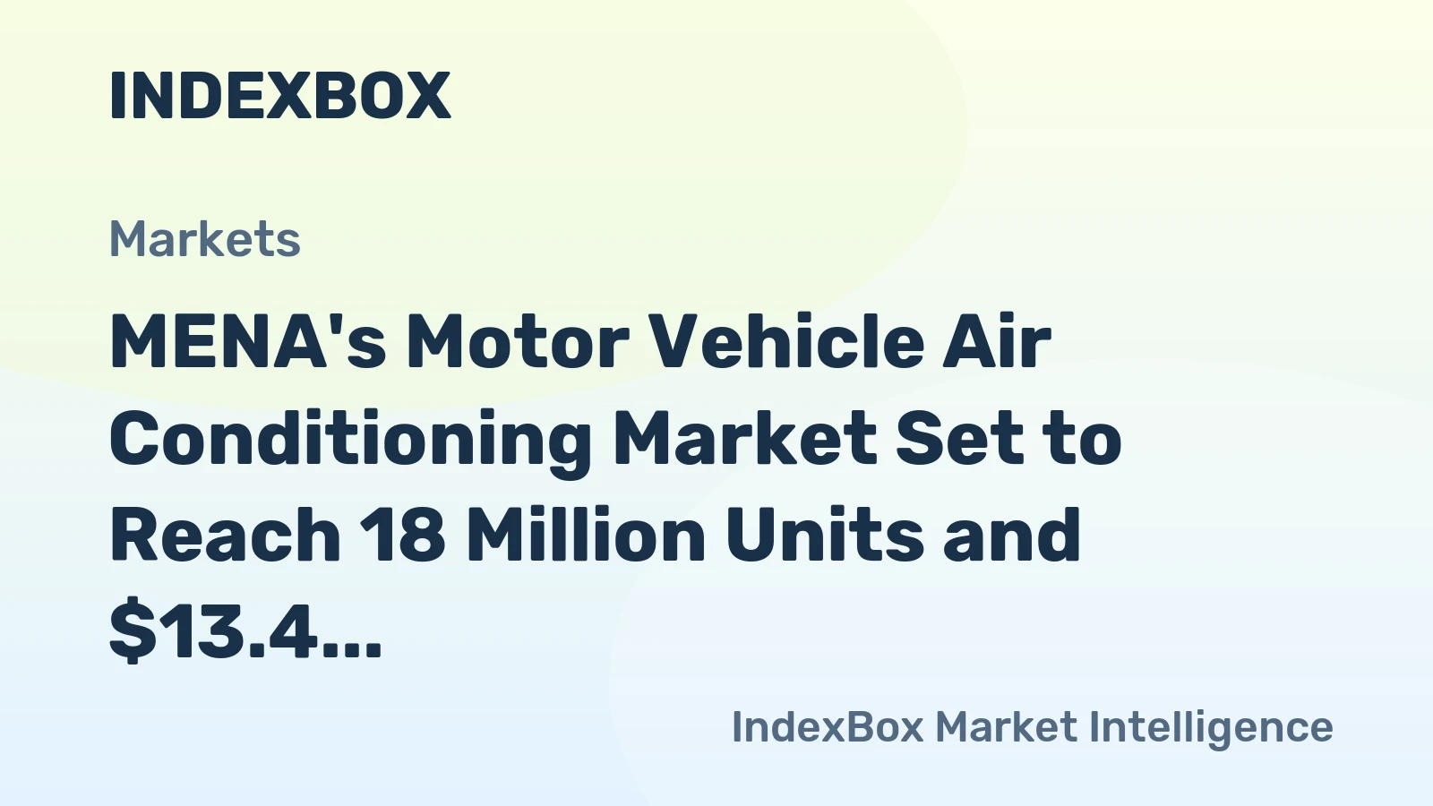 MENA's Motor Vehicle Air Conditioning Market Set to Reach 18 Million Units and $13.4 Billion by 2035